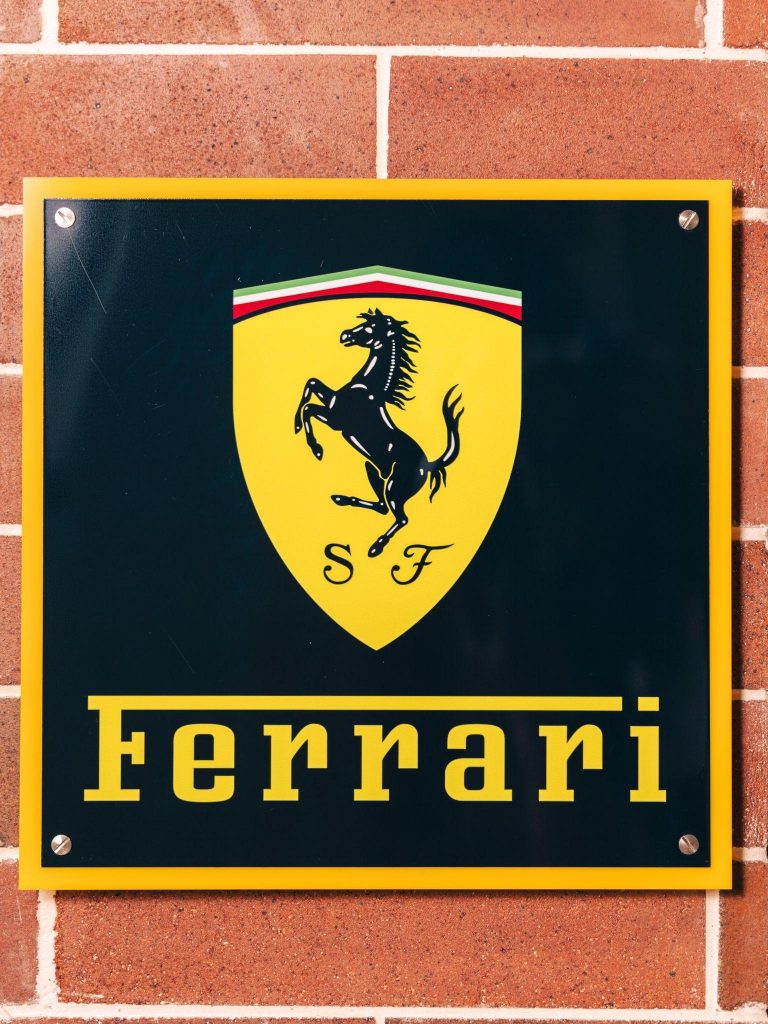 Ferrari Black Logo Metal Sign Square – ZS Classics