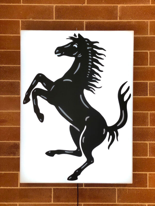 Ferrari Logo With White Background LED Sign – ZS Classics